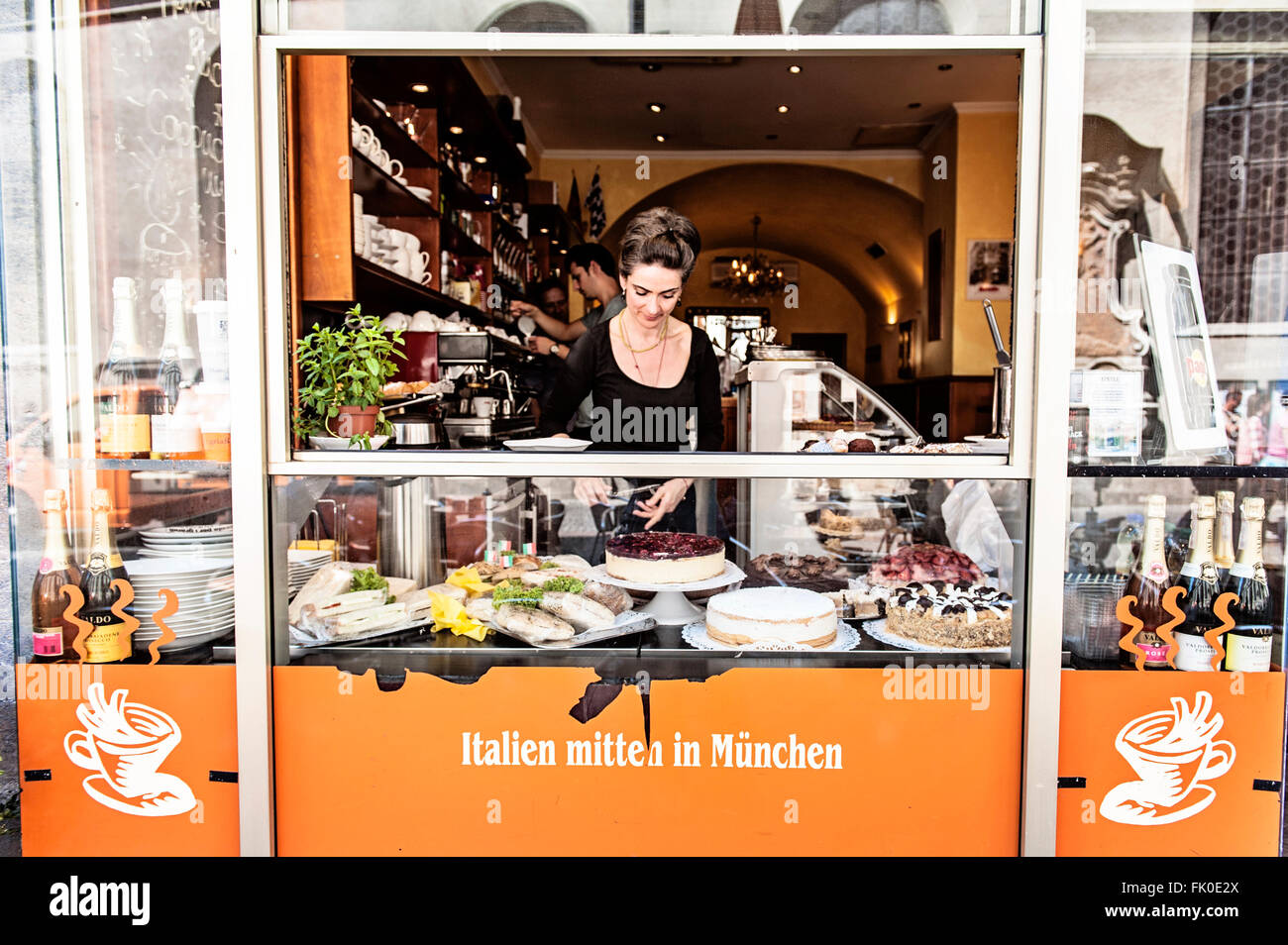 Storefront of an Italian cafe in Munich Stock Photo - Alamy