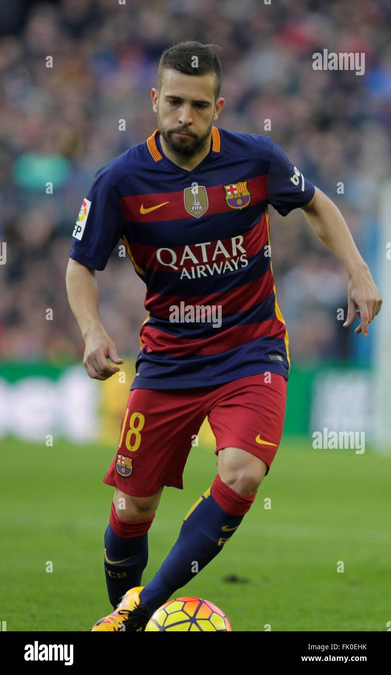 Jordi Alba in action during the La Liga match FC Barcelona - Atlético ...