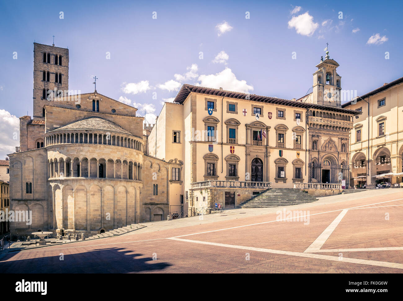 Piazza Grande the main square of tuscan Arezzo city, Italy Stock Photo - Alamy