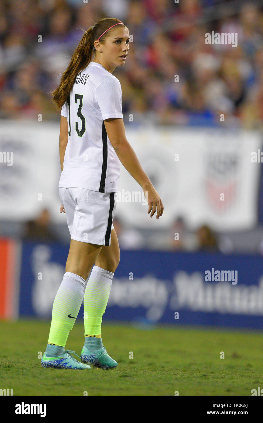 Tampa, Florida, USA. 3rd Mar, 2016. US forward Alex Morgan (13) during ...