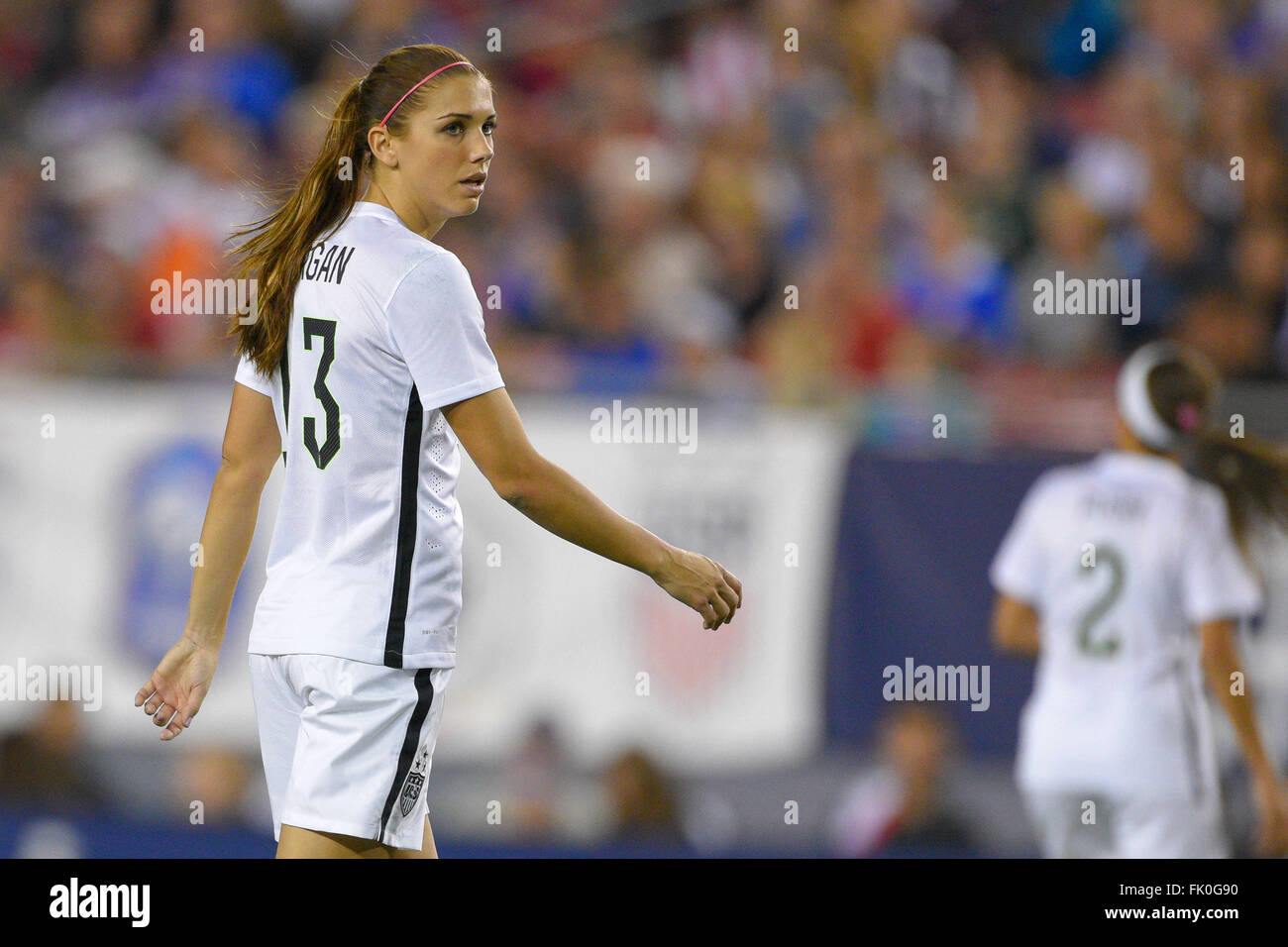 Tampa, Florida, USA. 3rd Mar, 2016. US forward Alex Morgan (13) during ...