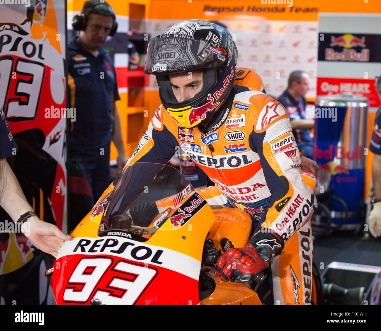 Doha, Qatar. 4th March, 2016. Marc Marquez during the final day of pre ...