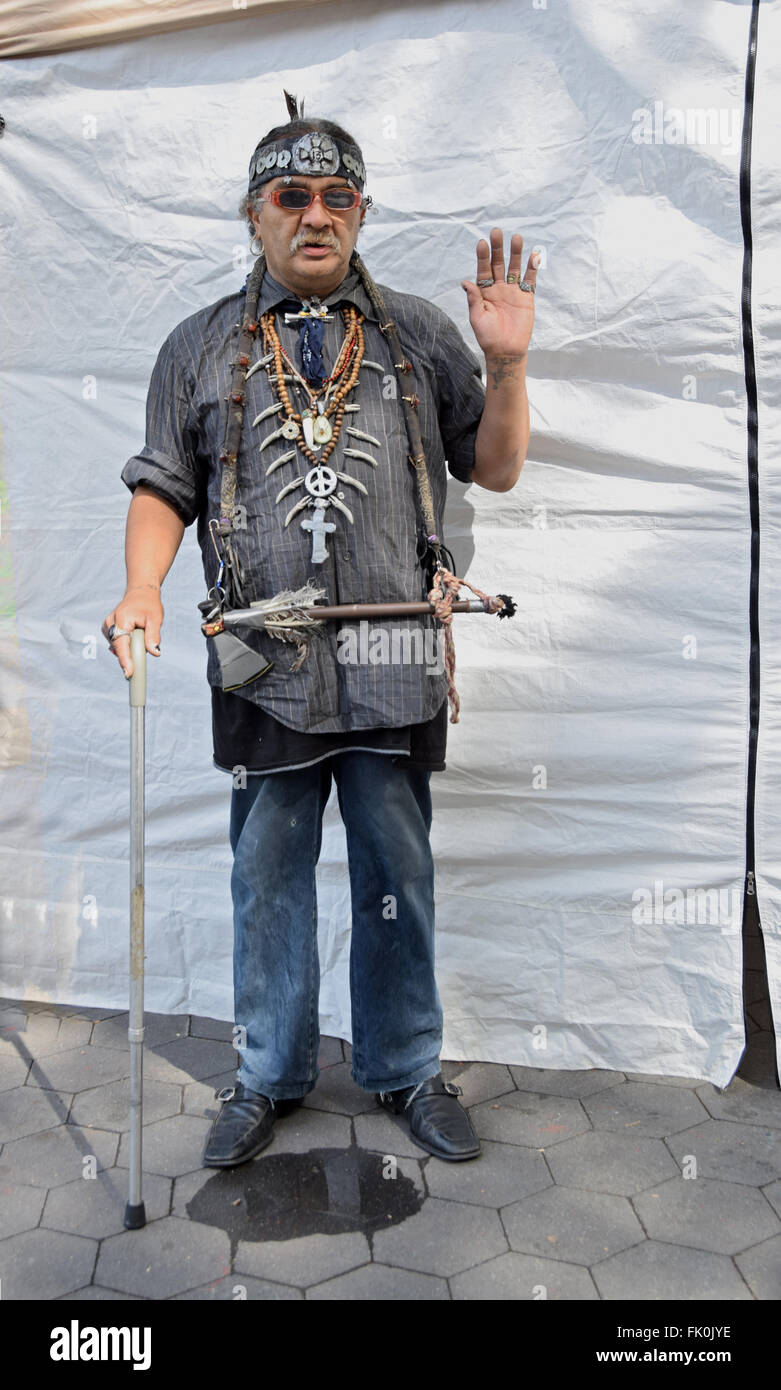 Portrait of an attendee of the Pagan Pride Day Harvest Festival in Washington Square Park in ...