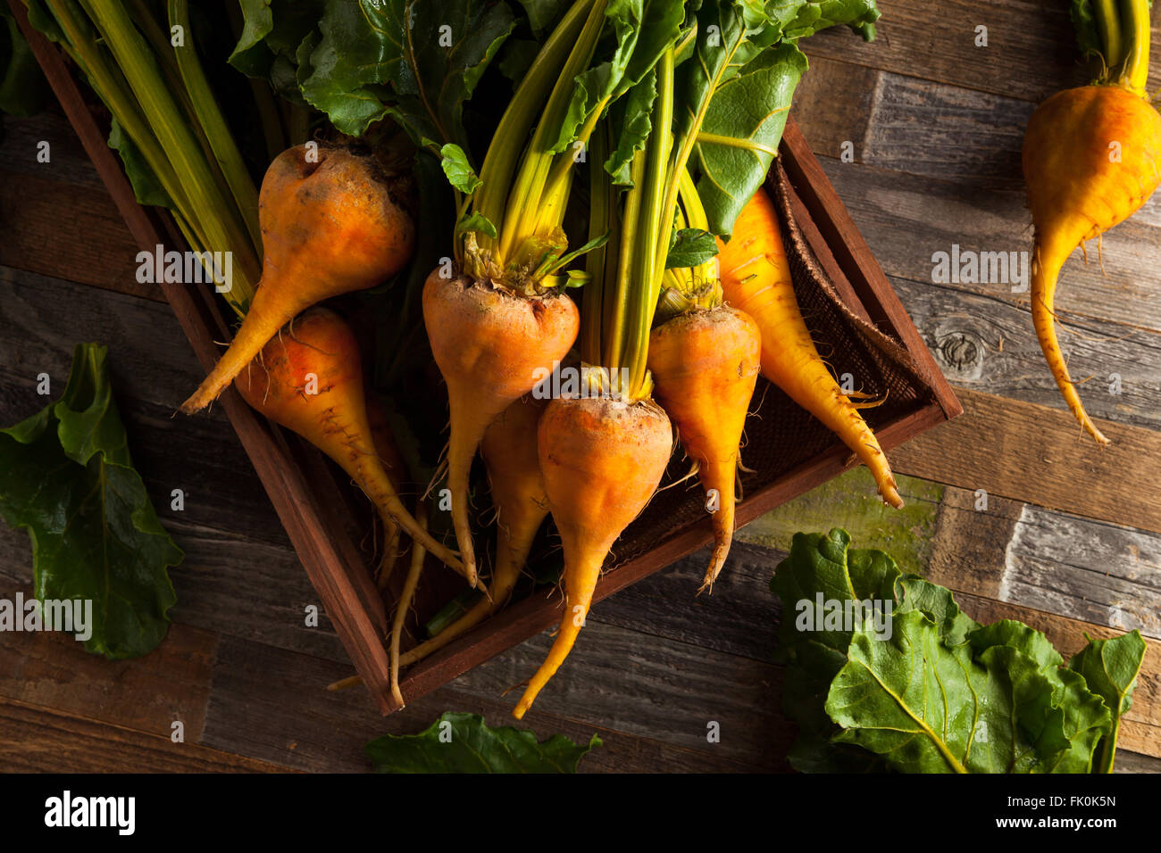 Raw Organic Golden Beets in a Box Stock Photo - Alamy
