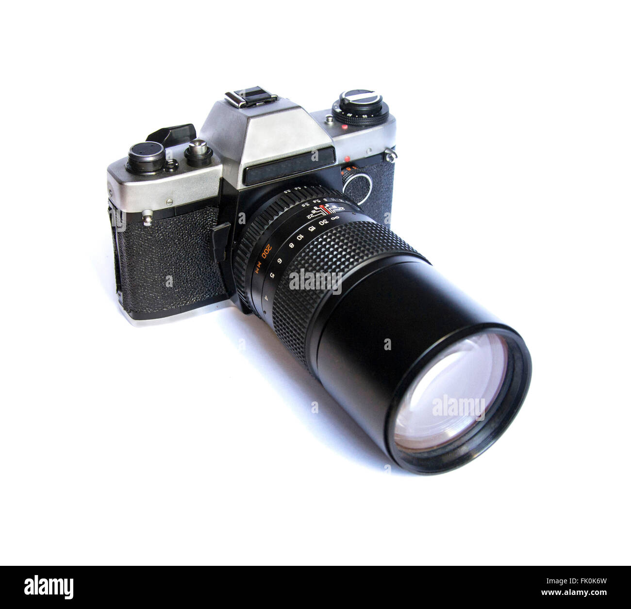 Soviet retro film camera isolated on white background Stock Photo - Alamy