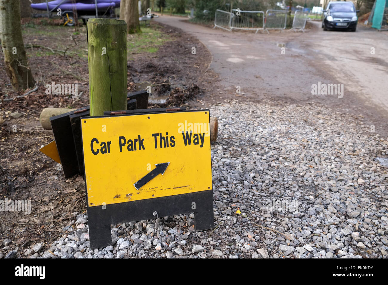 Car park direction arrow sign this way, March 2016 Stock Photo - Alamy