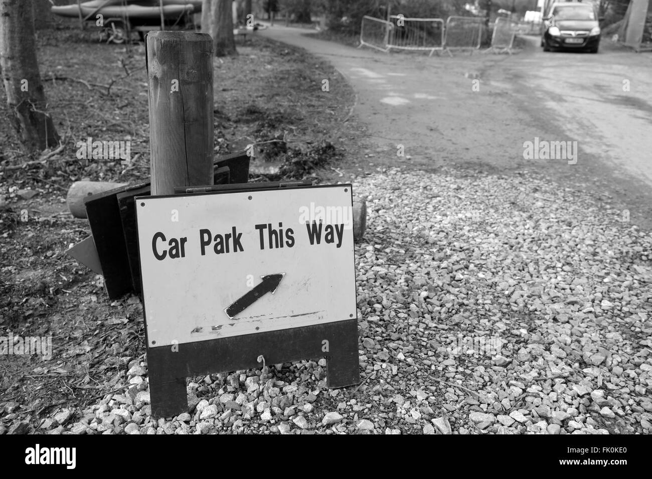 Car park this way Black and White Stock Photos & Images - Alamy