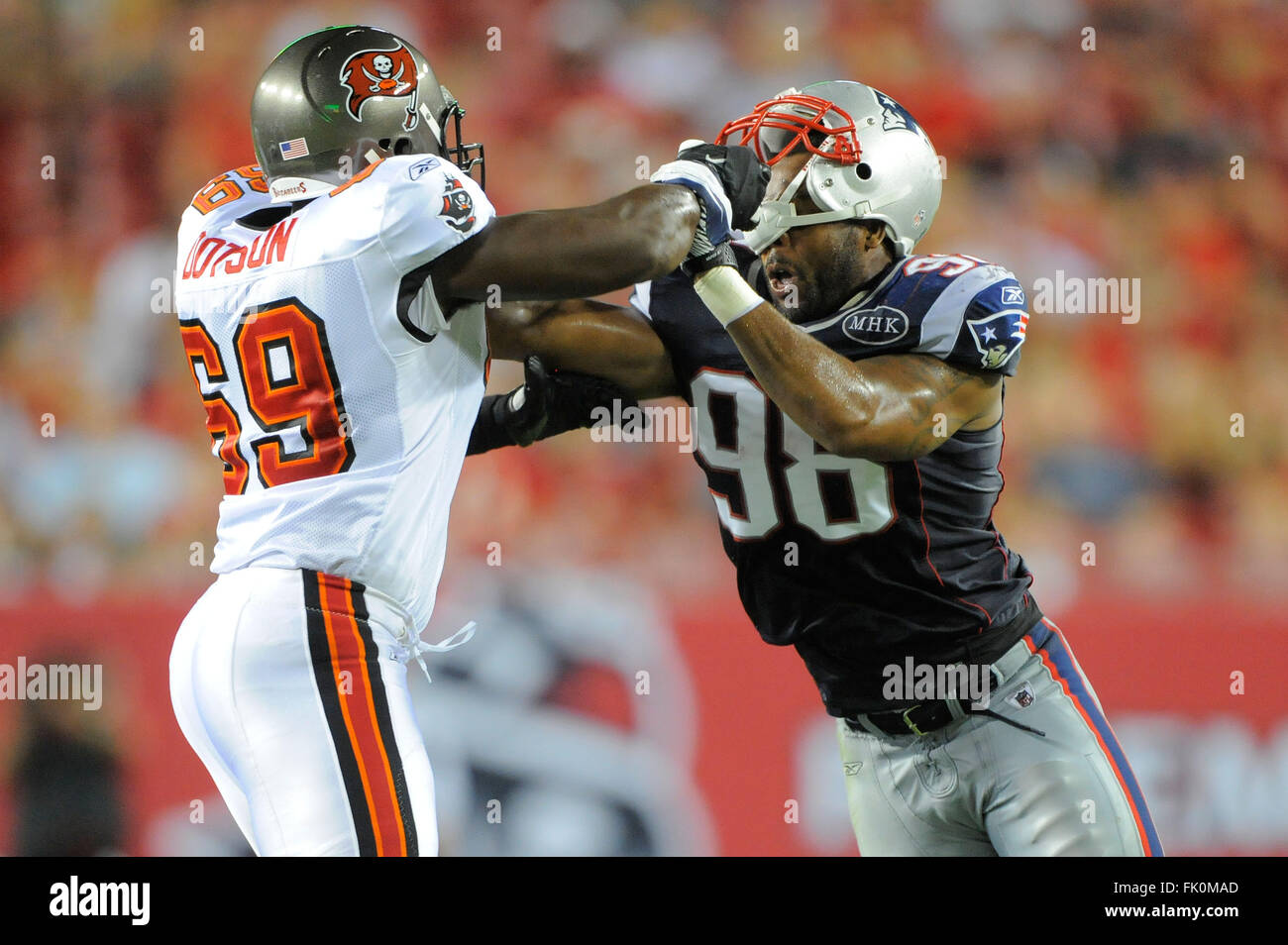 Tampa, Fla, USA. 18th Aug, 2011. New England Patriots defensive end ...