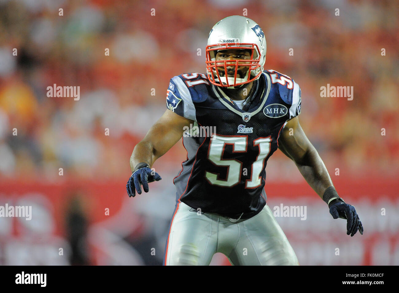 Tampa, Fla, USA. 18th Aug, 2011. New England Patriots linebacker Jerod ...