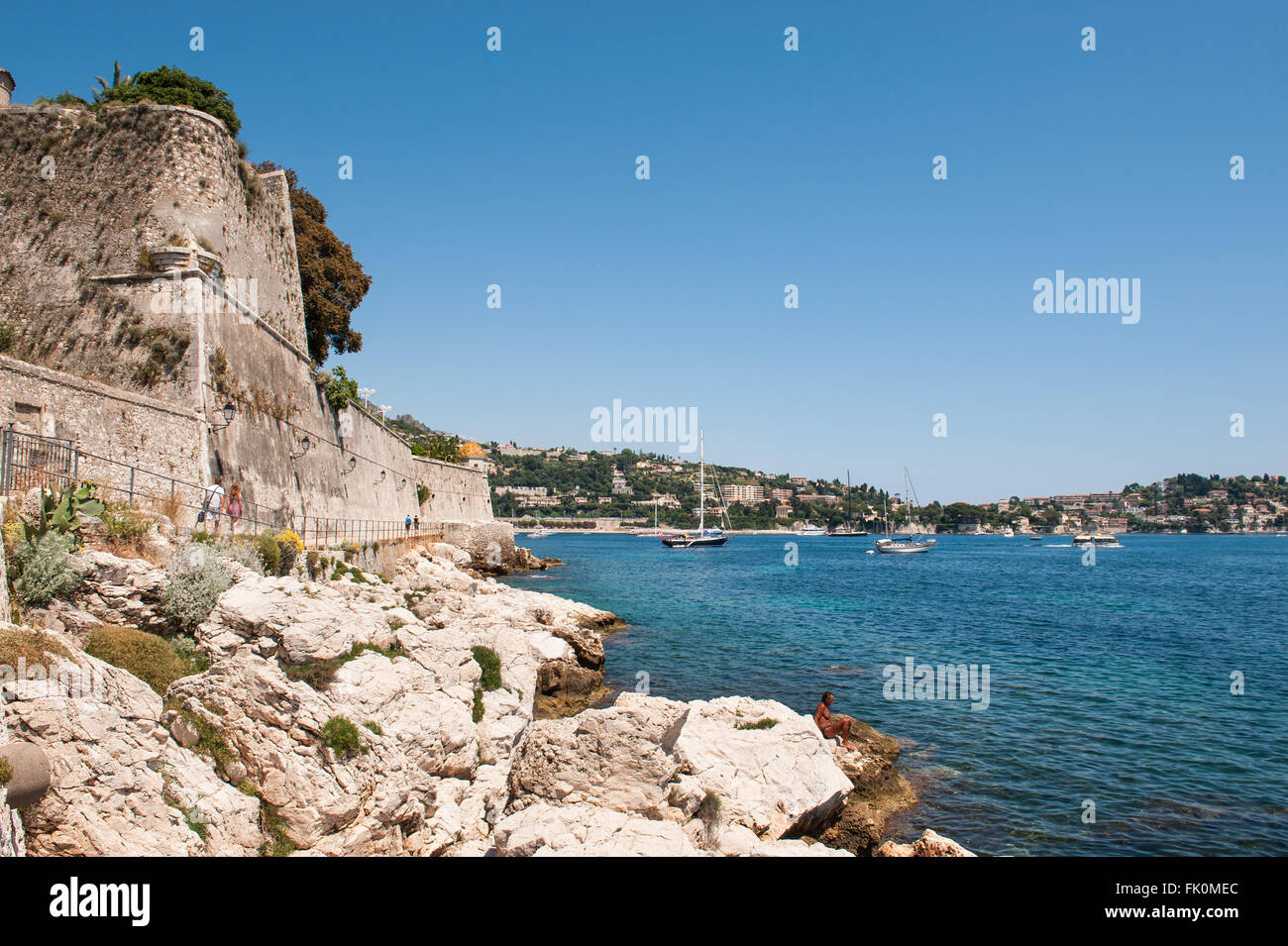 Pathway beside the sea by the old Citadel in Villefranche, Nice, France ...