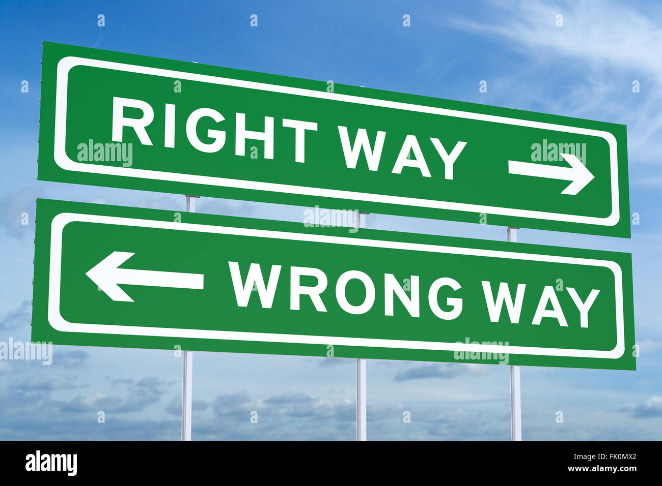 Right or Wrong way Road Sign Stock Photo - Alamy
