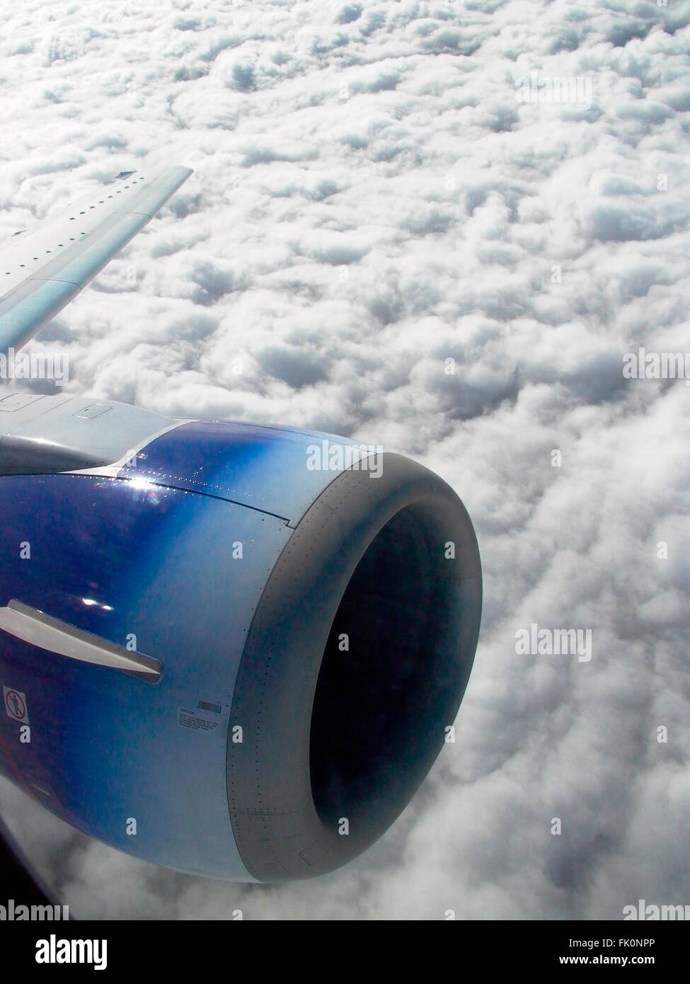 AJAXNETPHOTO. IN FLIGHT. - ABOVE THE CLOUDS - JET ENGINE AIR INTAKE ON ...