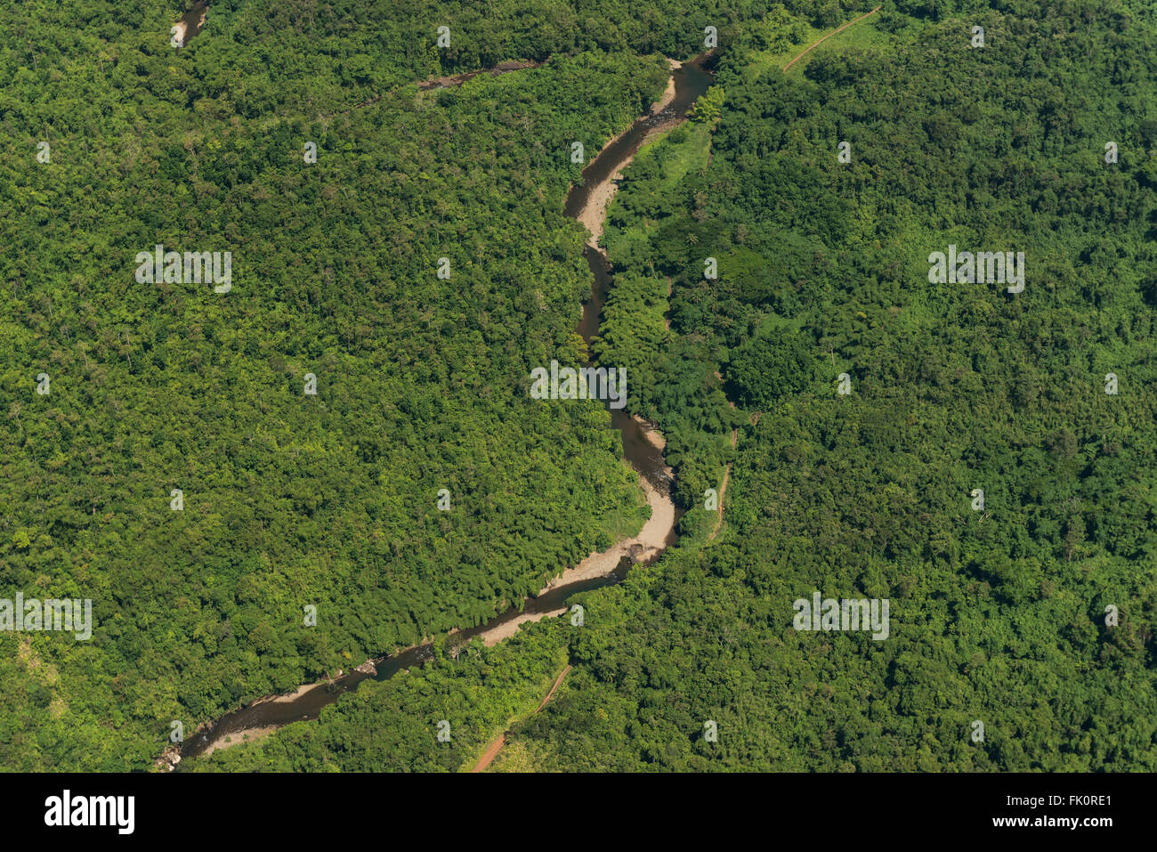 Aerial - of the mountainous range of the Northern Division with a river ...