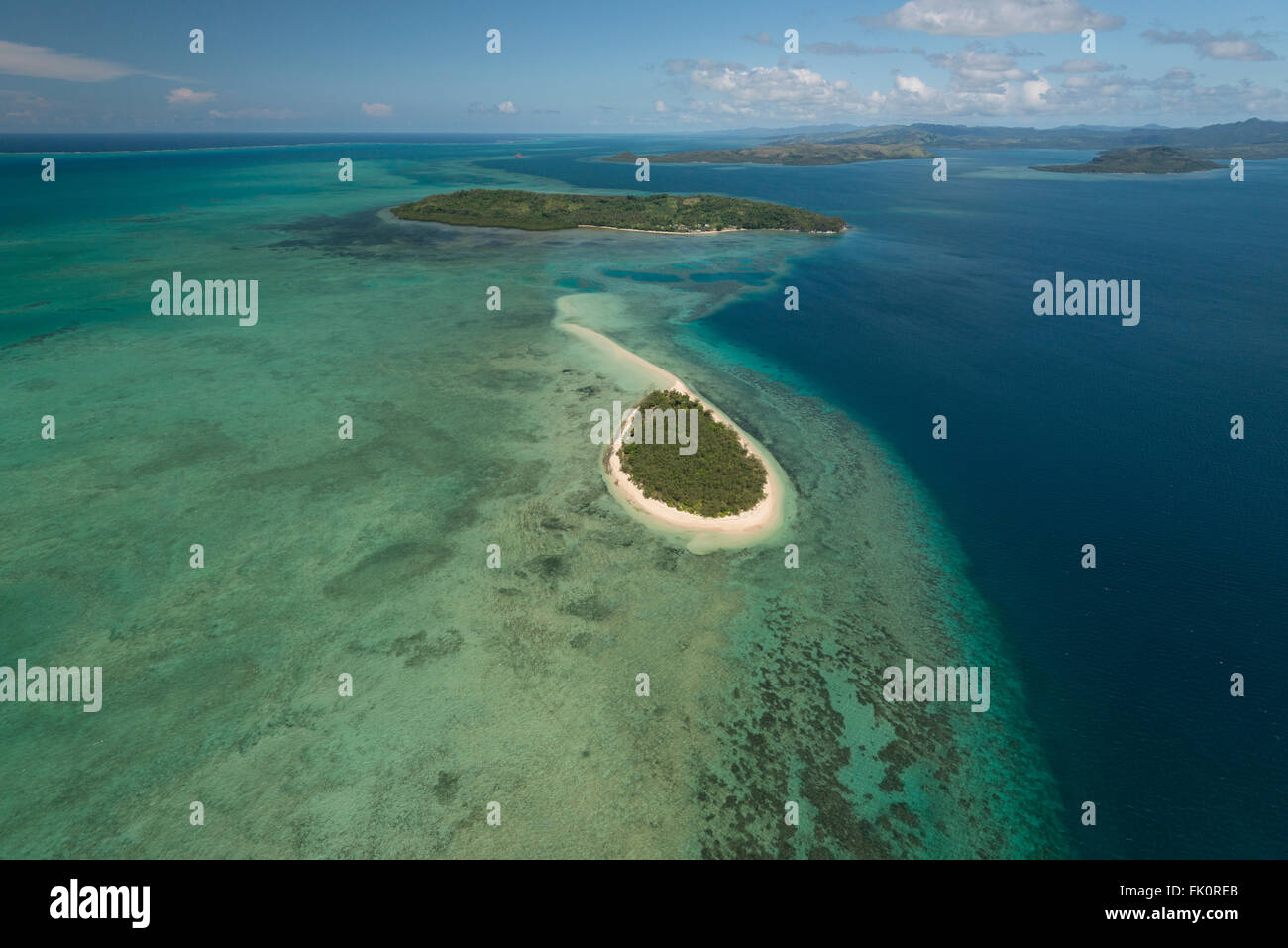 Aerial - small Katawaqa Island which is a turtle sanctuary and Kavewa ...