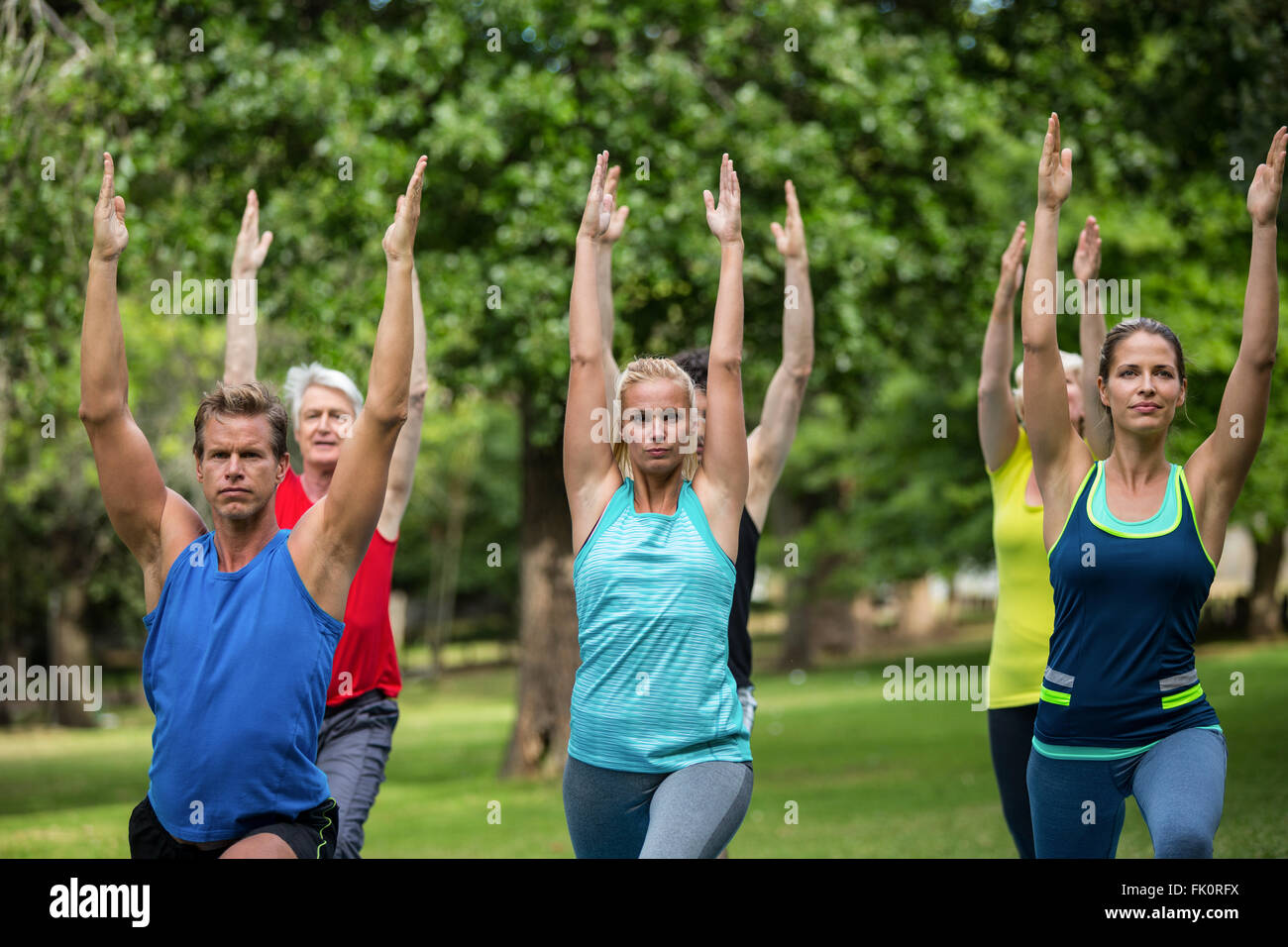 Fitness class stretching Stock Photo - Alamy