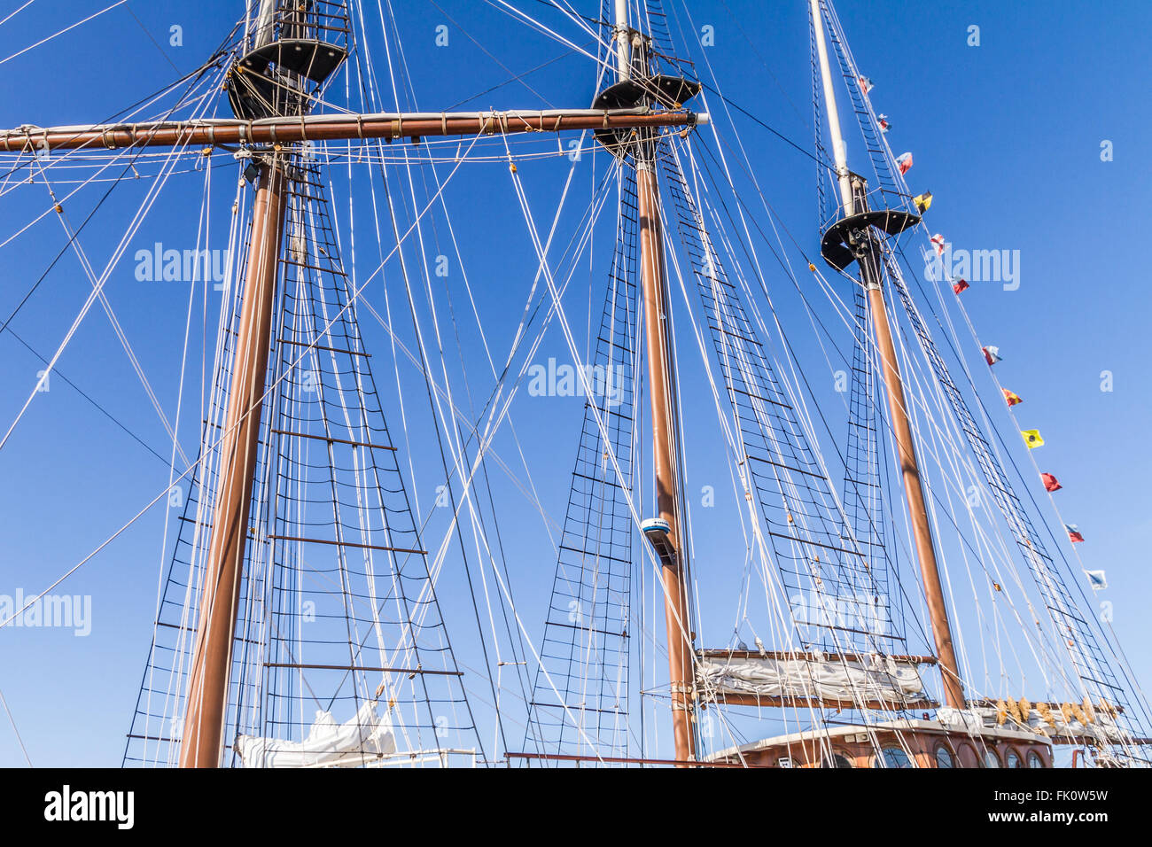 The masts and ropes of a tall ship's rigging Stock Photo - Alamy