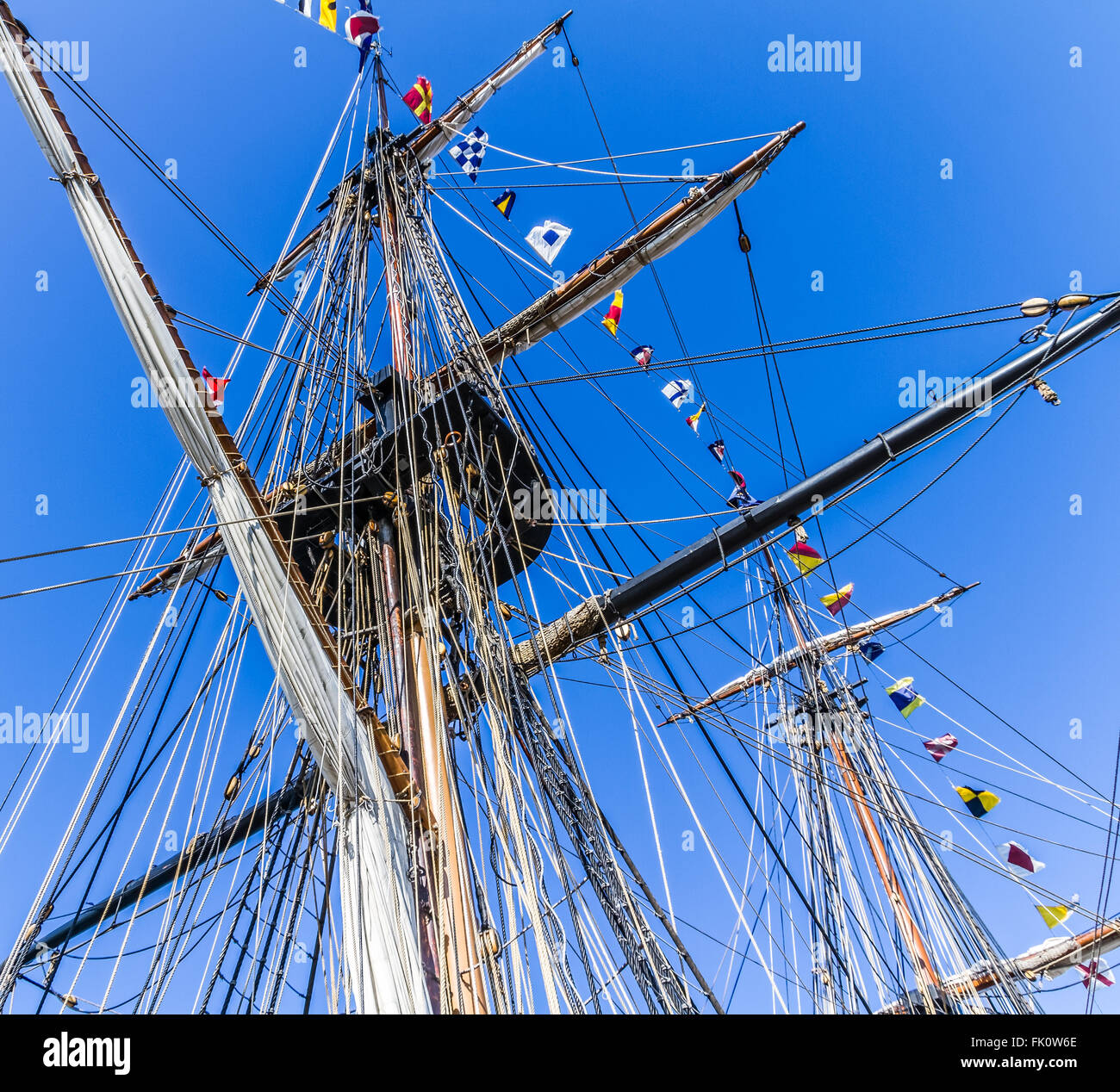 Part of a tall ship's rigging Stock Photo - Alamy