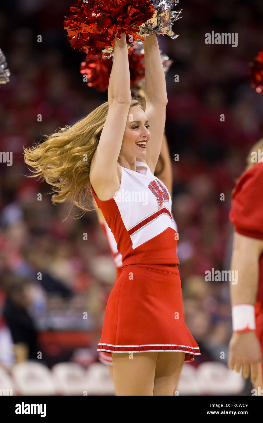 Madison, WI, USA. 28th Feb, 2016. Wisconsin Badgers cheerleaders ...