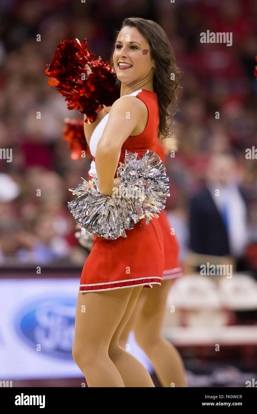 Madison, WI, USA. 28th Feb, 2016. Wisconsin Badgers cheerleaders ...