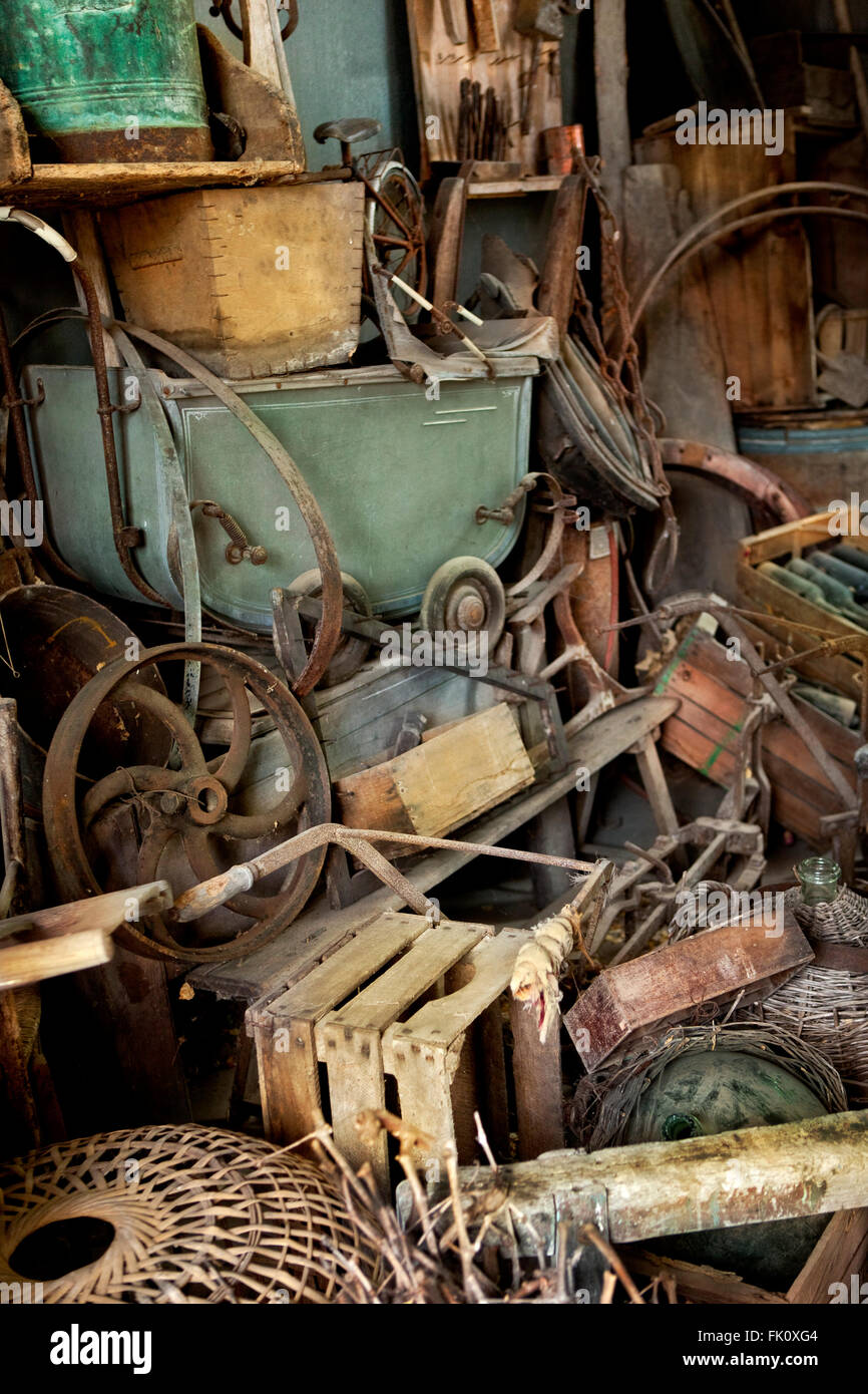 Weathered objects in a French flea market Stock Photo - Alamy