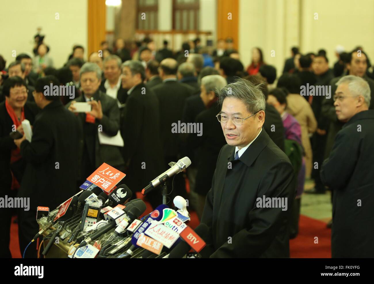 Beijing, China. 5th Mar, 2016. Zhang Zhijun, head of the Taiwan Work ...