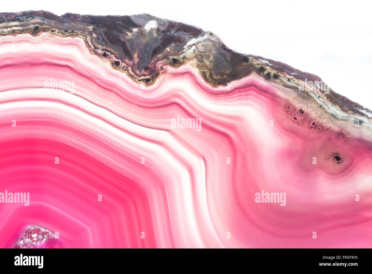 macro of a beautiful pink stone cut and polished with an interesting ...