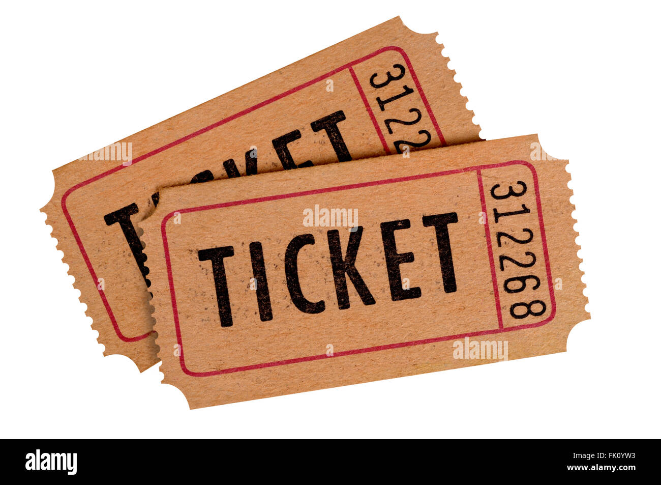 Two old movie tickets isolated on a white background Stock Photo - Alamy