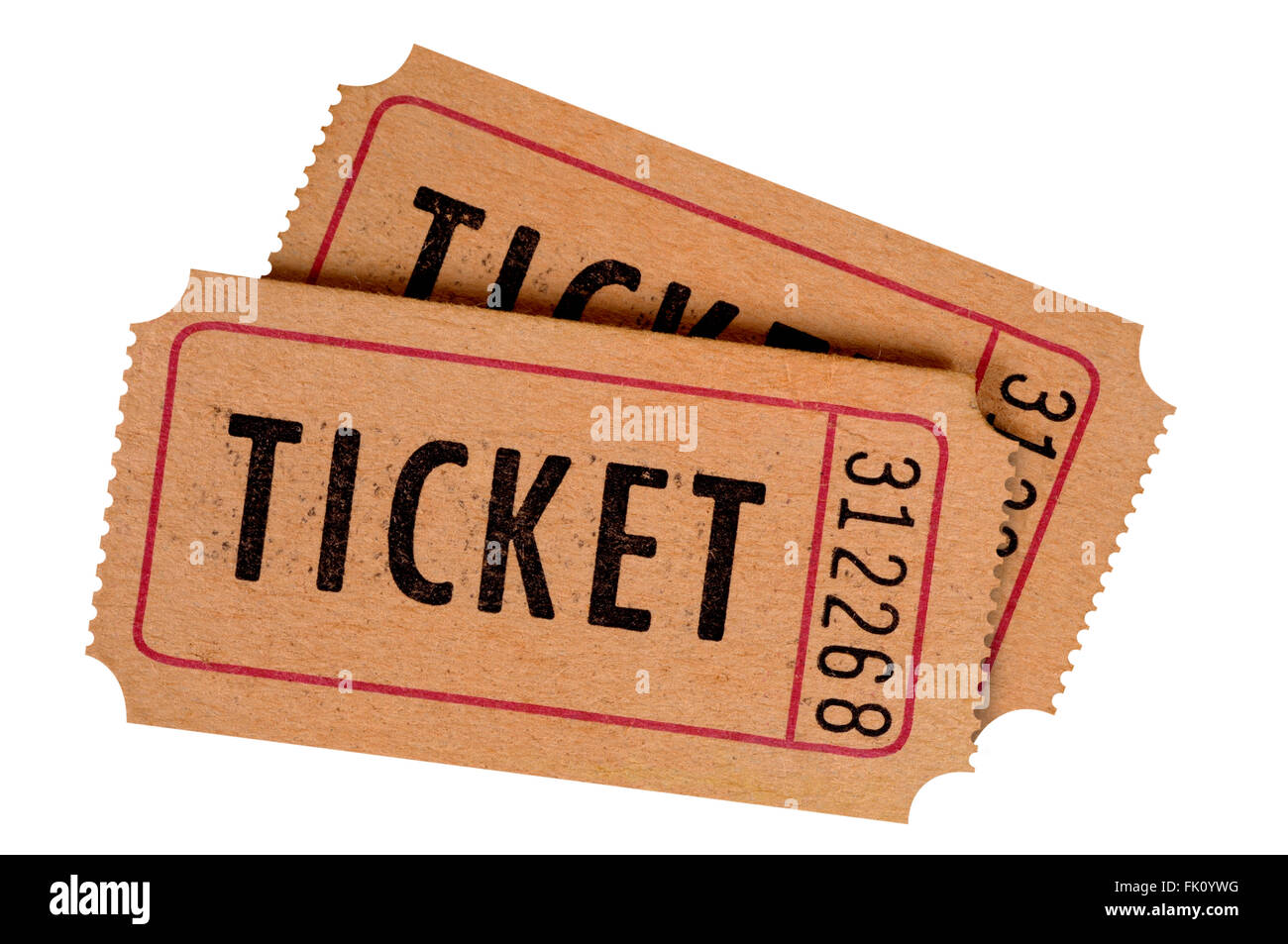 Two old tickets isolated on a white background Stock Photo - Alamy