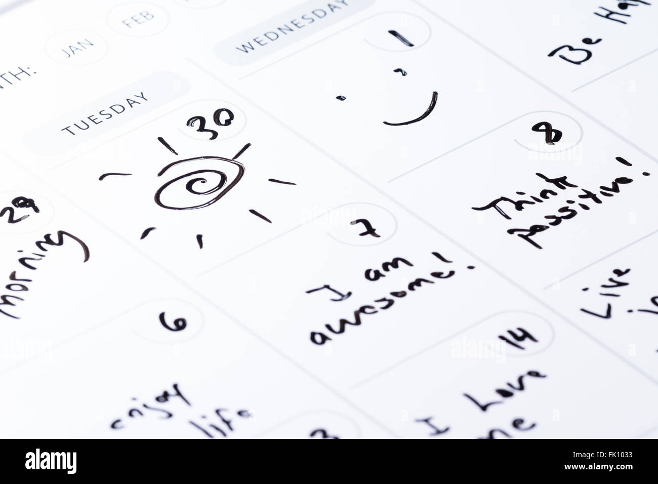 dry erase calendar with different positive messages on every different ...