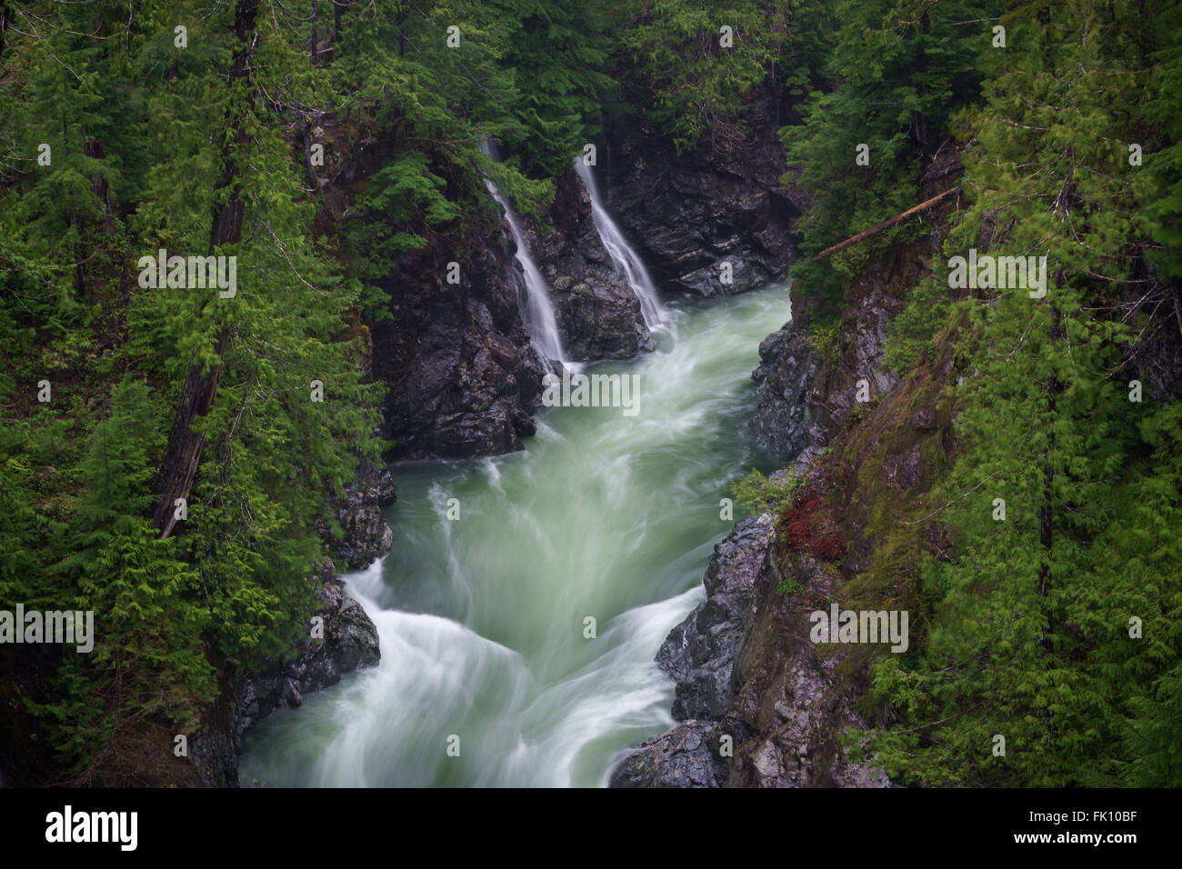 Waterfalls into Gordon River near Port Renfrew on Vancouver Island ...
