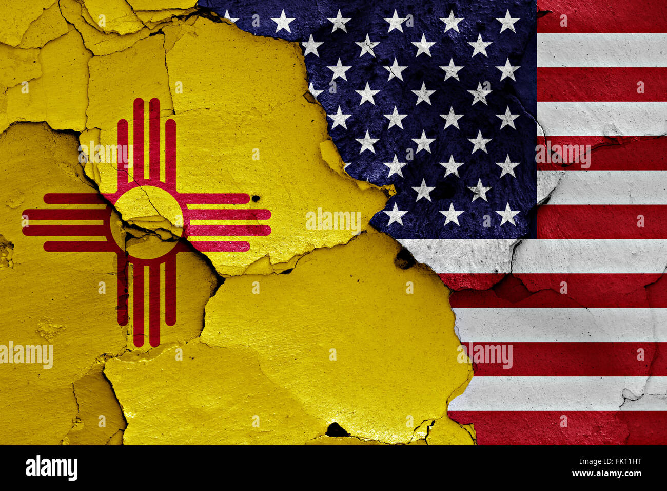 flags of New Mexico and USA painted on cracked wall Stock Photo - Alamy