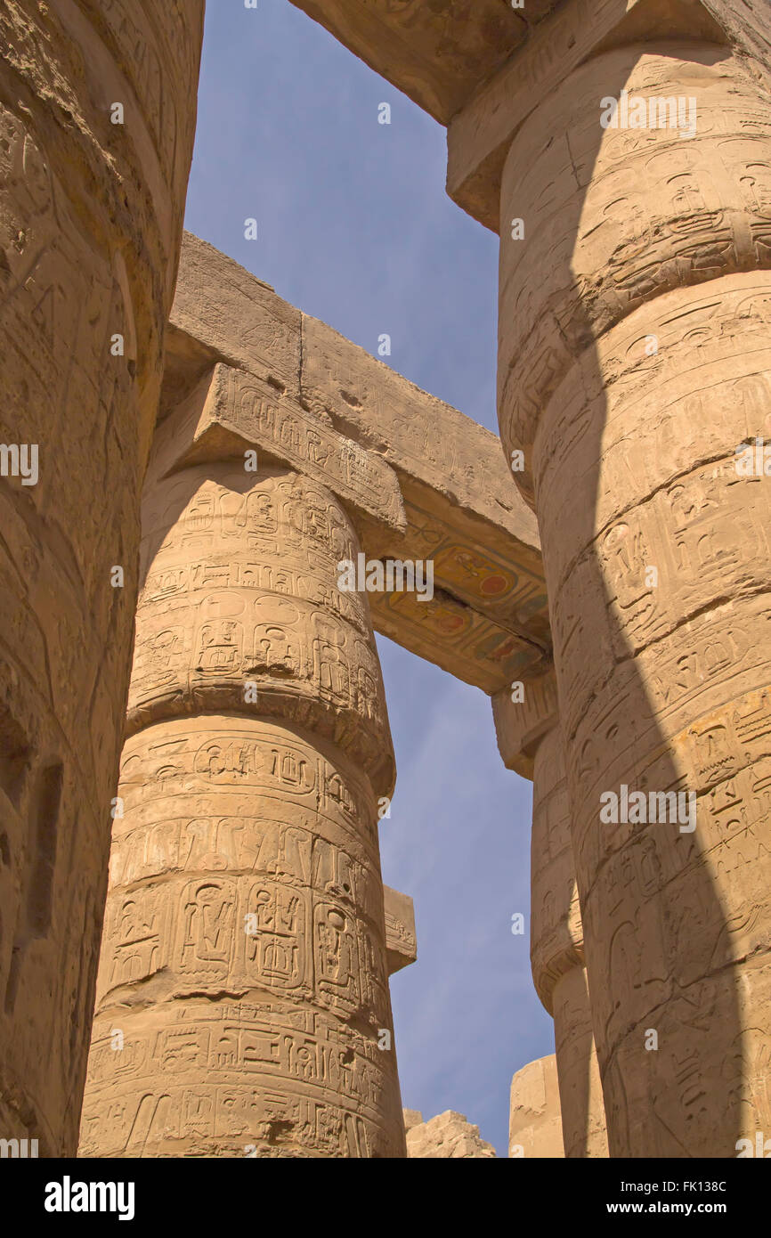 Columns of the Great Hypostyle Hall at the Temples of Karnak. Luxor ...