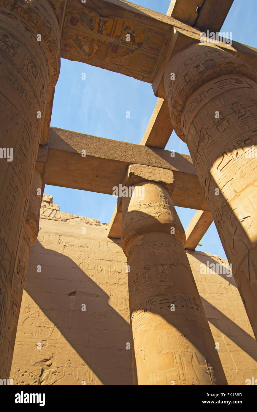 Columns of the Great Hypostyle Hall at the Temples of Karnak. Luxor ...