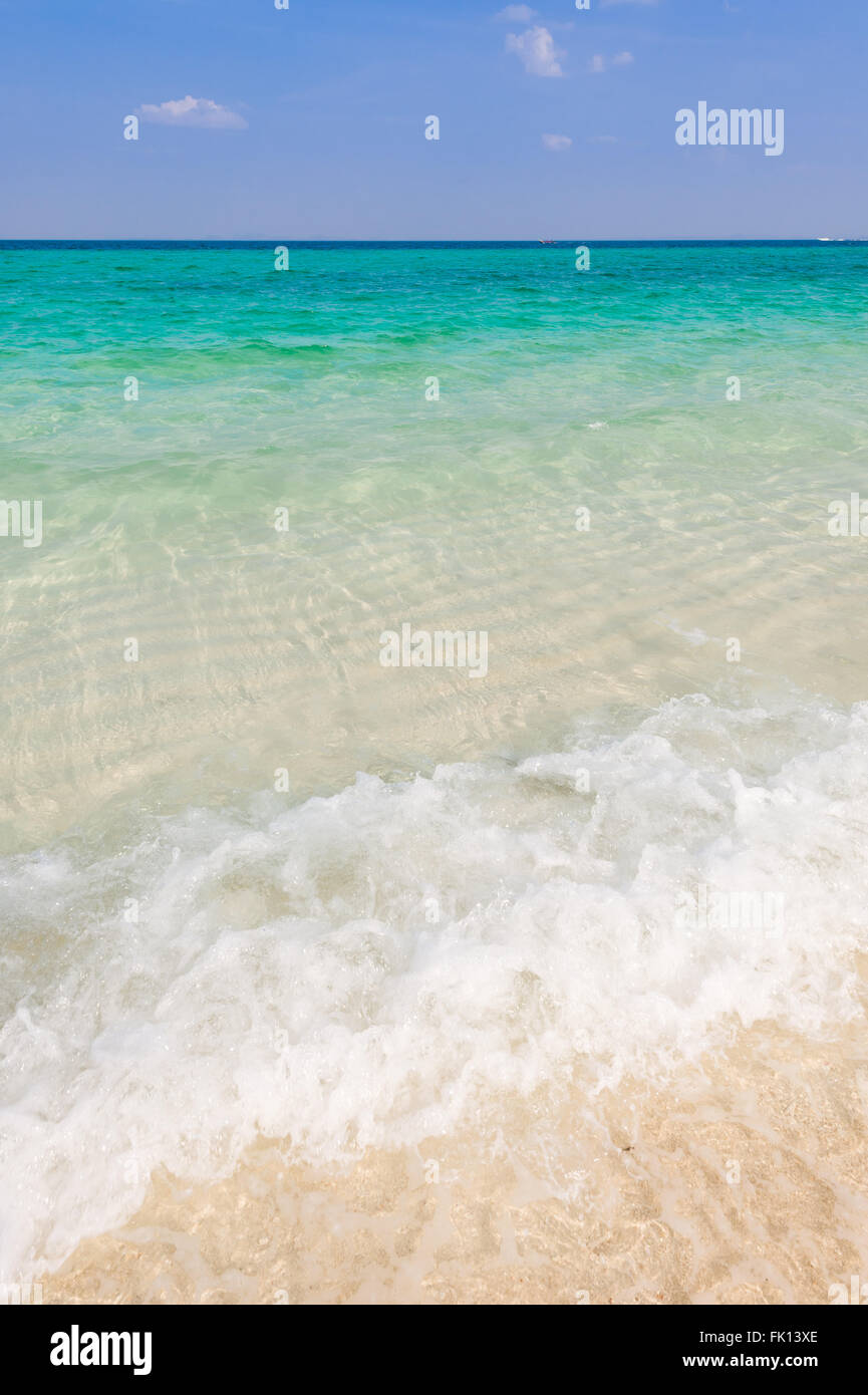 Clear blue skies and beautiful unpolluted beach with clear waters Stock ...