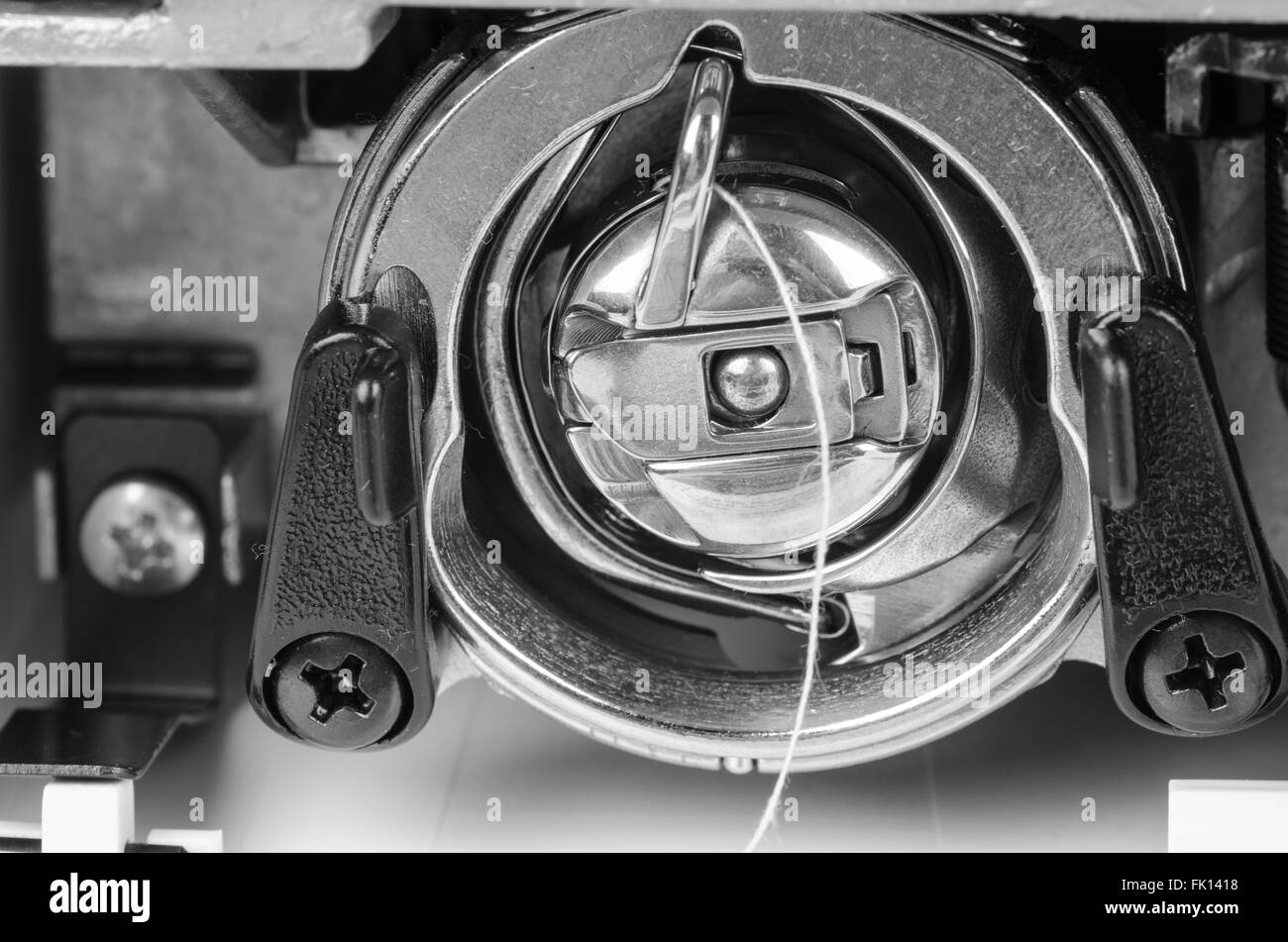 Detail take of the mechanism of a sewing machine Stock Photo - Alamy