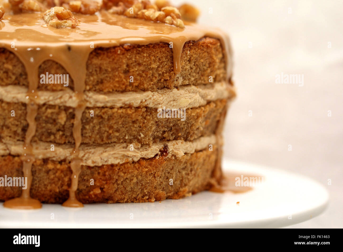 Coffee Walnut Layer Cake Stock Photo - Alamy