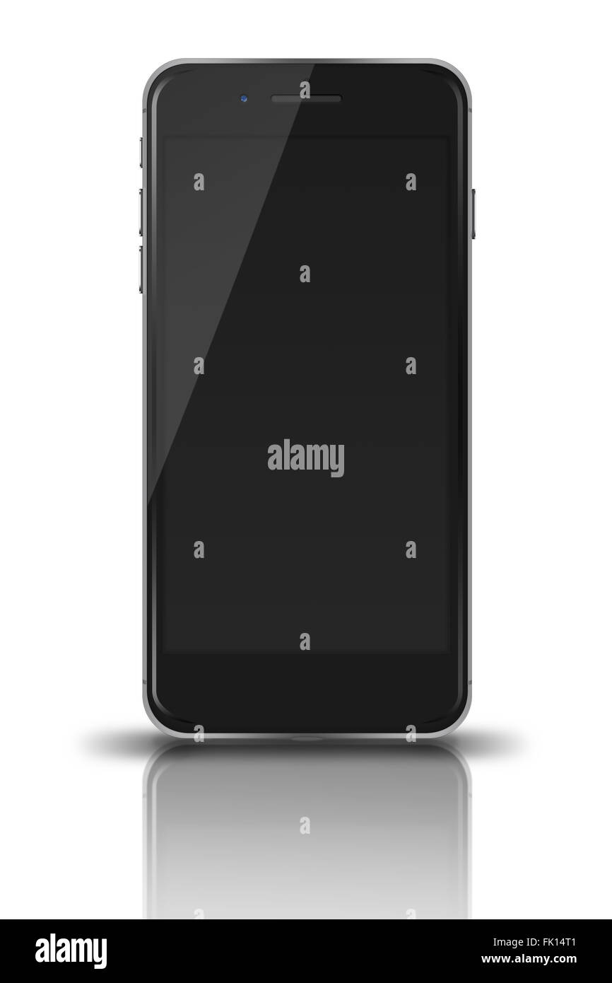 Modern touch screen smartphone with shadows and reflections and black ...