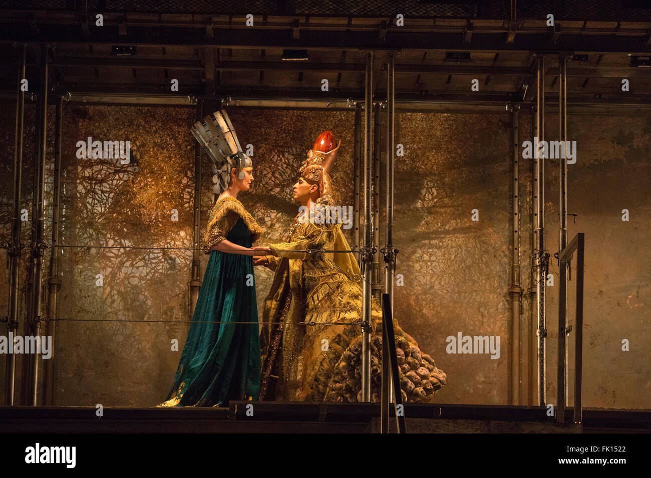 London, UK. 2 March 2016. Anthony Roth Costanzo as Akhnaten and Emma ...