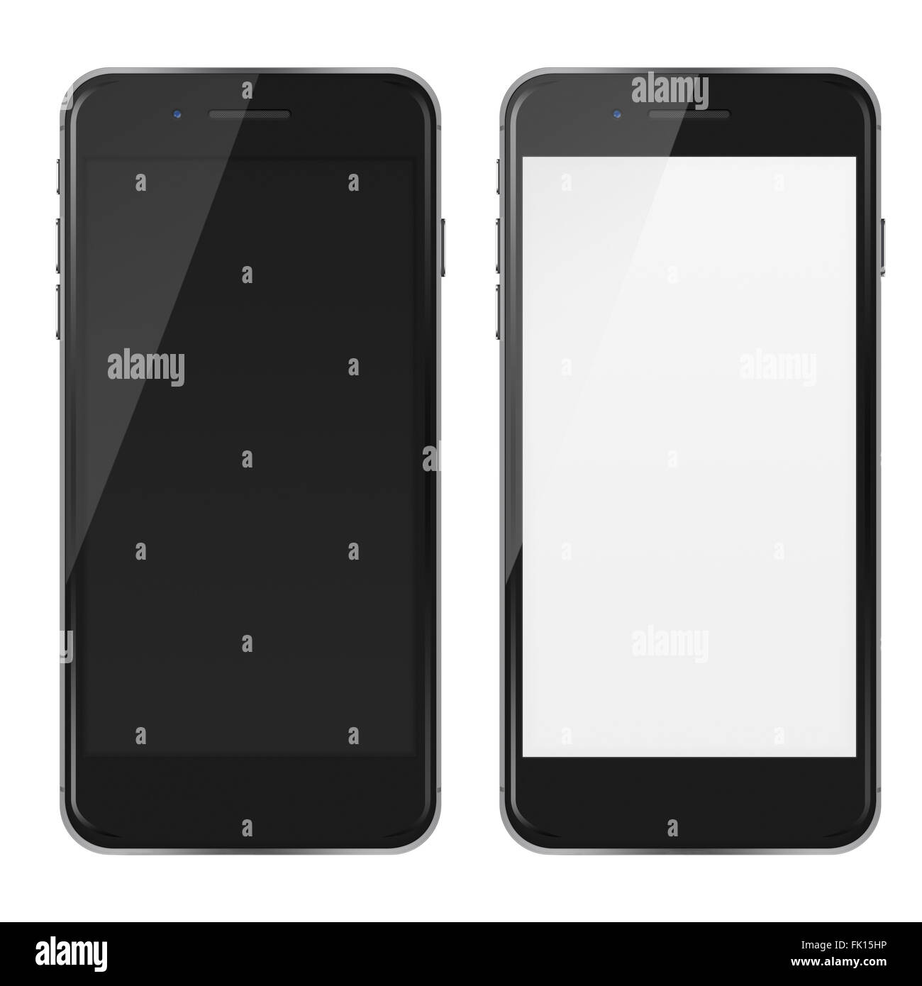 Modern touch screen smartphones with smart camera, blank and black ...