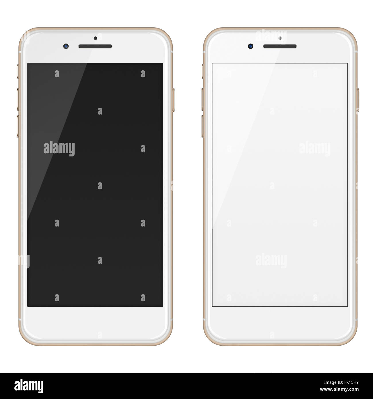 Modern touch screen smartphones with smart camera, blank and black ...