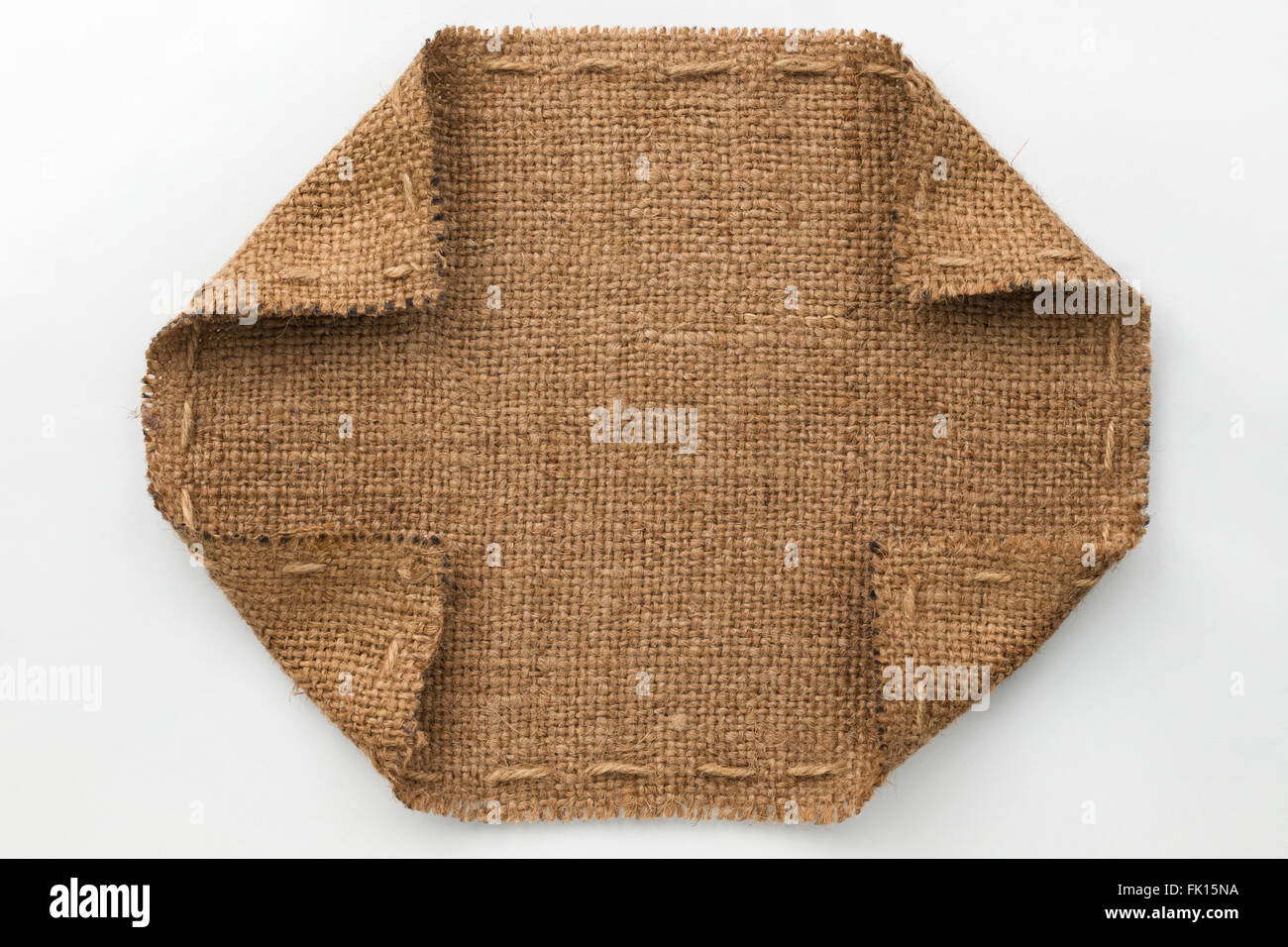 Frame with burlap wrapped edges on a white background Stock Photo - Alamy