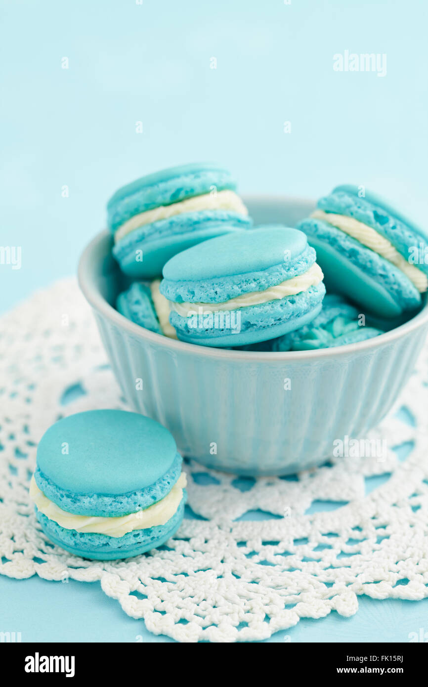 Turquoise macarons with buttercream filling Stock Photo - Alamy