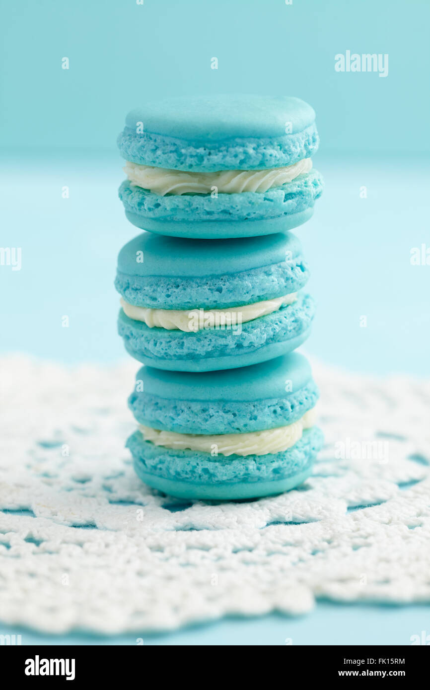 Turquoise macarons with buttercream filling Stock Photo - Alamy