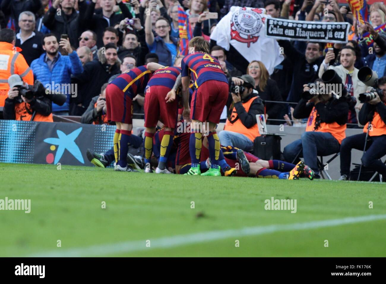 Luis Suarez of goal celebration when liga match FC Barcelona - Atlético ...