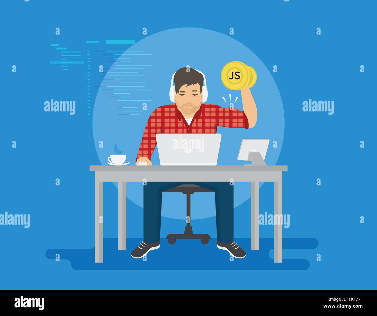 Young Programmer Coding A New Project Stock Vector Image And Art Alamy
