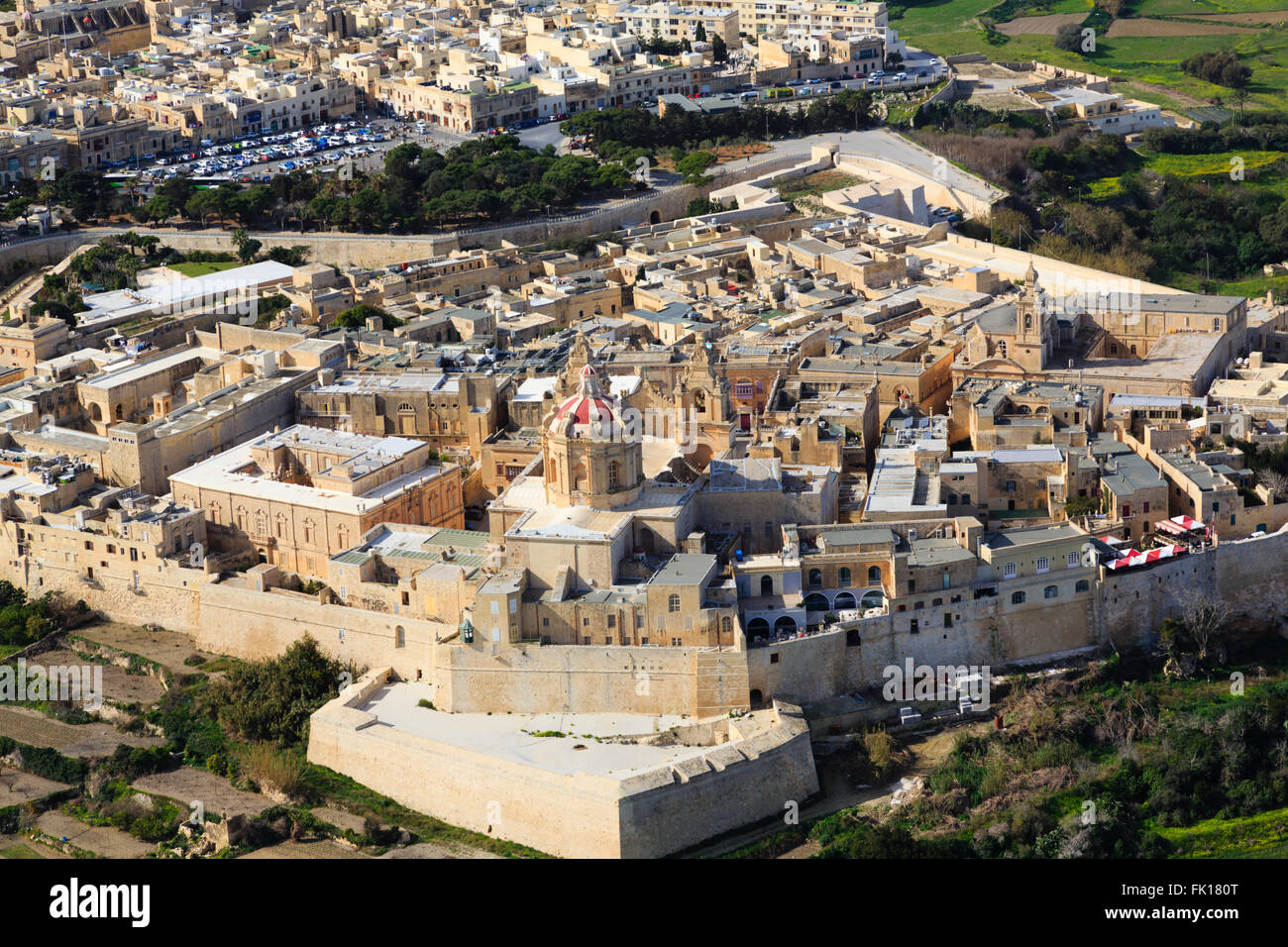 Aerial view of Mdina Medina, fortress town, Malta Stock Photo - Alamy