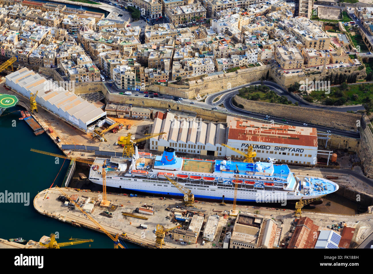 Aerial view of Thomsons ship "Thomson Spirit" undergoing repairs in ...