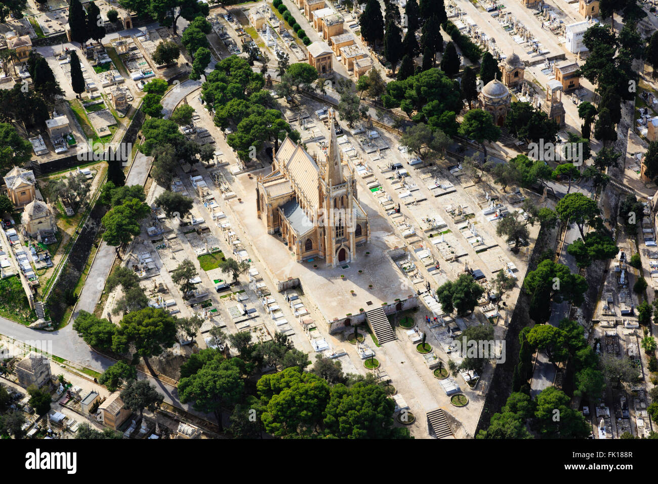 Aerial view of Santa Maria Addolorata cemetary, Paola, Malta Stock ...