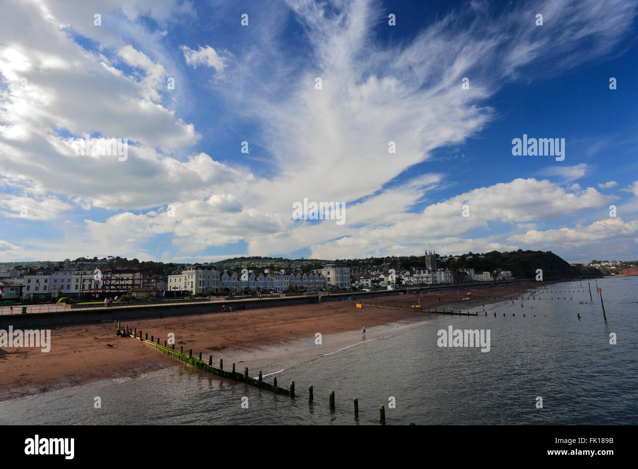 Summer, Teignmouth Beach and Promenade, English Riviera, Devon County ...