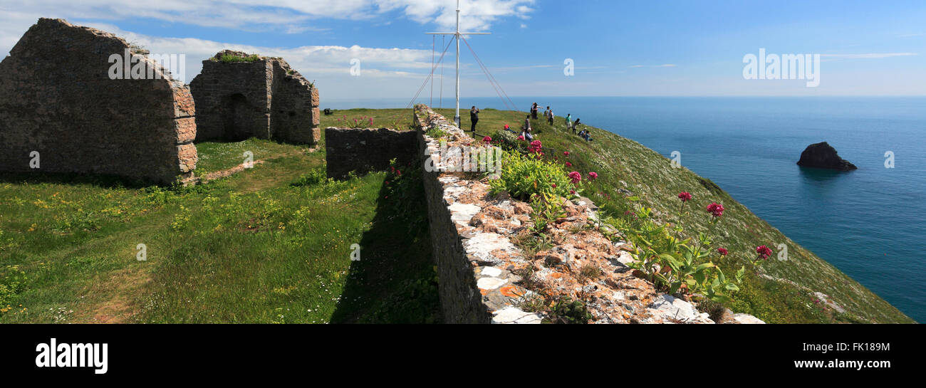 Summer, the Southern Fort ruins at Berry Head National Nature Reserve ...